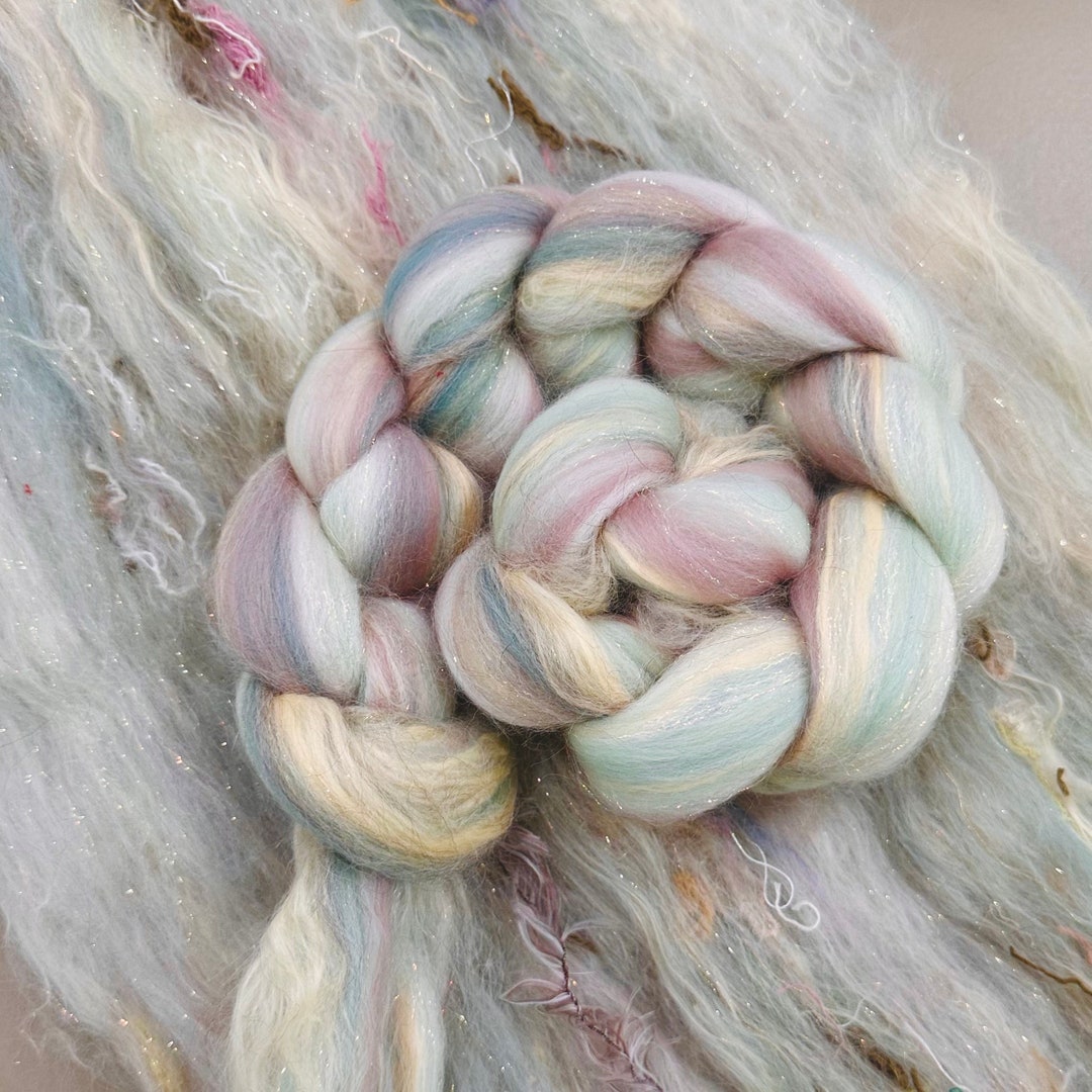 ROVING, Enchanted Vintage Pink Butter Teal Merino Silky Roving, Pastel ...