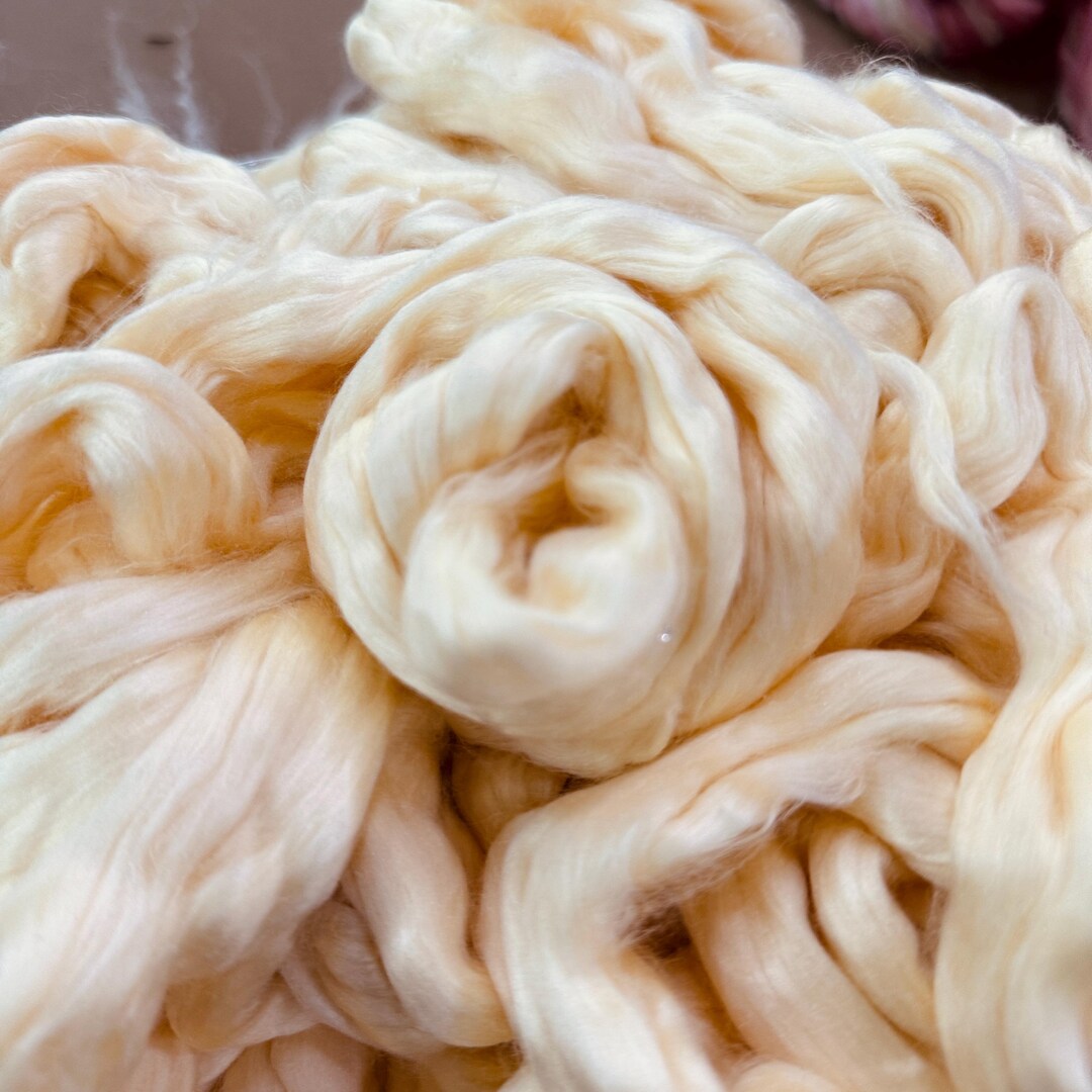 ERI SILK, Roving Barely Butter, Cream Ivory Silk, Peace Silk, Nuno Silk ...