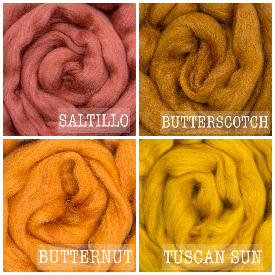 MERINO ROVING Yellow Gold 23 Micron Dyed Wool Top, Spinning Wool, Wet ...