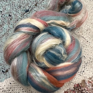 ROVING Clay Pot, 21 Micron Merino Silk Soy Combed Top, Terra-cotta Teal ...