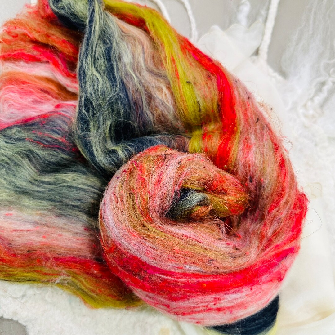 BARGAIN Poppy 4 Oz Smooth Art Batt 40, OOAK Art Batt, Spinning Fiber ...