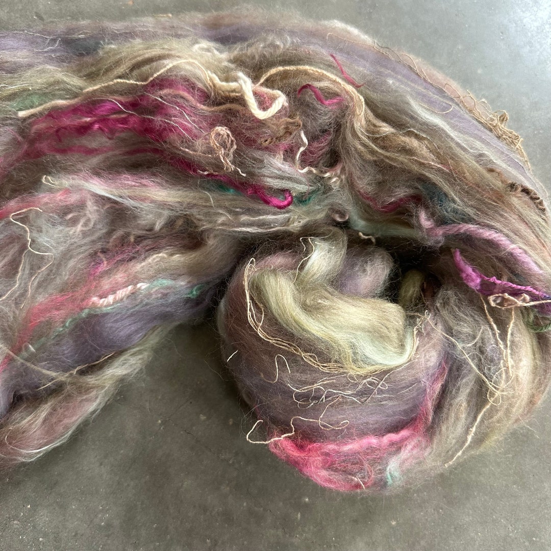 NEW TEXTURED Art Batt, Free People Batt, Sage Lavender Rose Merino Silk ...