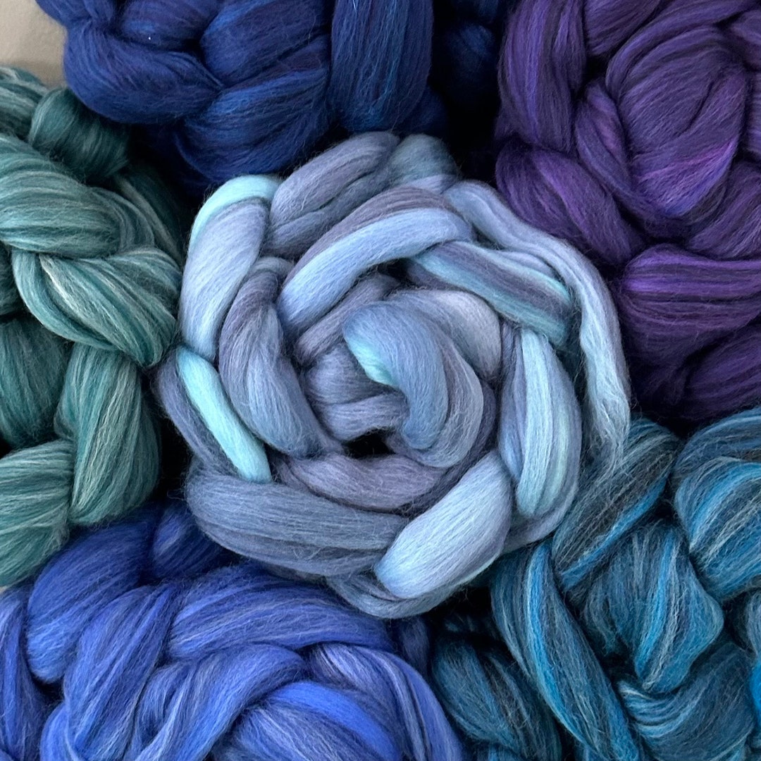 MERINO ROVING, 19 Micron Blue Purple Variegated Roving,sapphire Violet ...