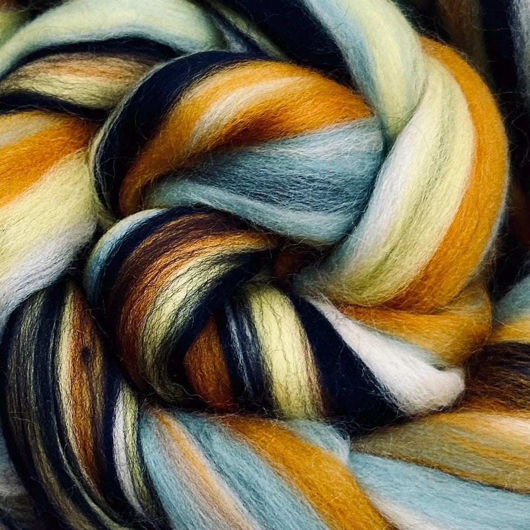 ROVING Mid-century, Retro Weaving Roving,amber Blue Coral Midnight Blue ...