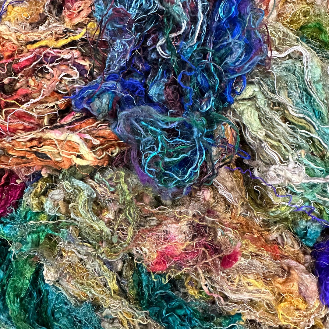 CHAOTIC SILK Bundle,six Colors Silk Waste,batt Threads,silk String ...