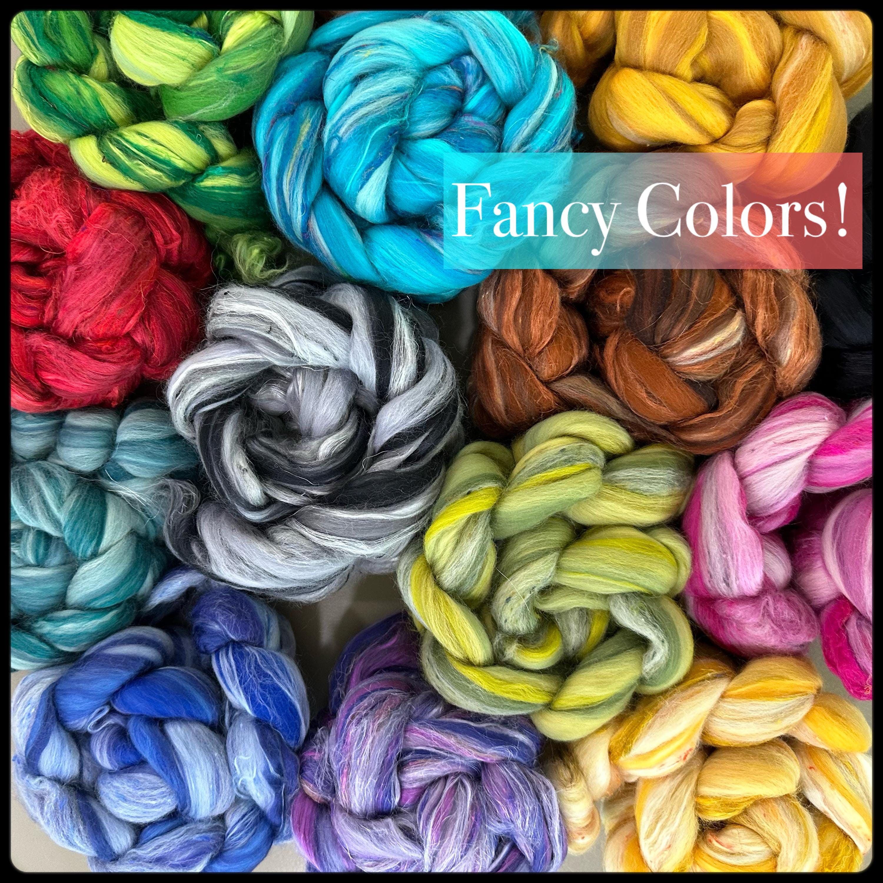 WOOL ROVINGS, 14 Colors Tone on Tone FANCY Fiber Blends, Wet or Needle ...