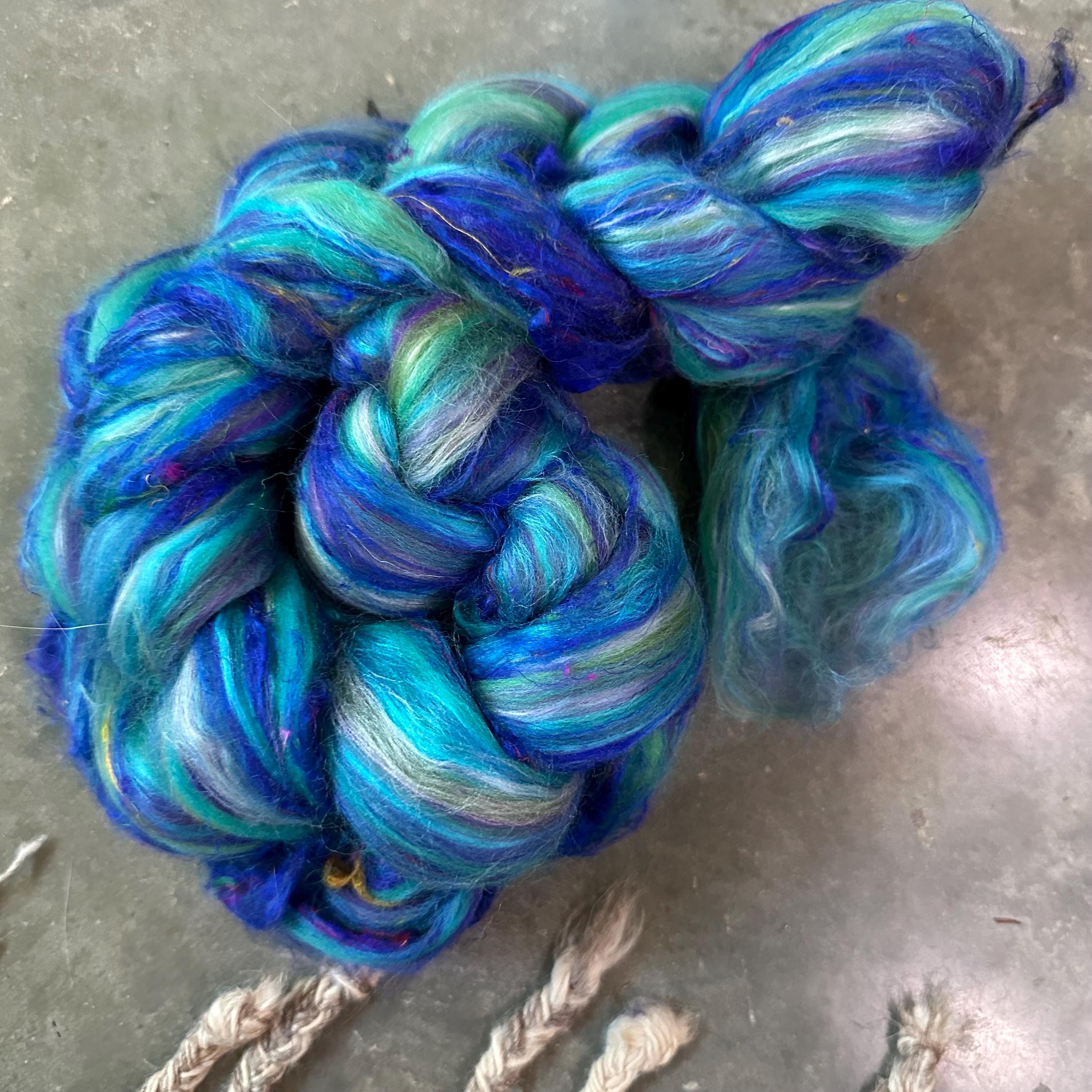 ROVING Mermaid, Blue Green Purple 19 Micron Merino Silk Combed Top ...