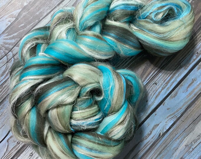 CLEARANCE ROVING Celestial Blue Yellow Roving,merino Silk Roving for ...