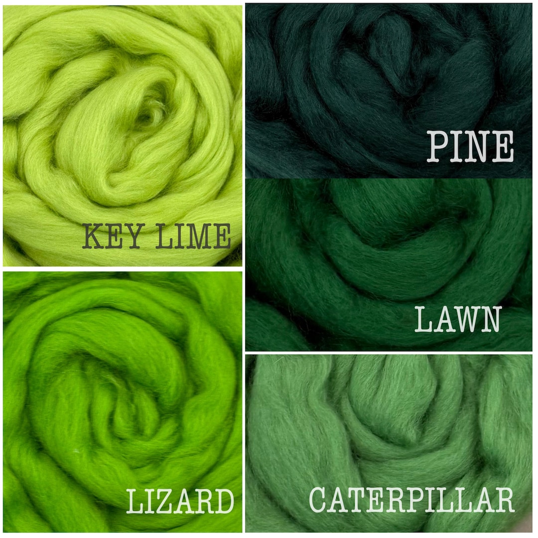 MERINO ROVING Green 23 Micron Dyed Wool Top, Spinning Wool, Wet Felting ...