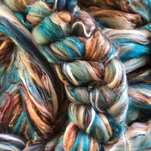 ROVING Beachfront, Sand and Sea Merino Sari Silk Roving, Ocean Spinning ...