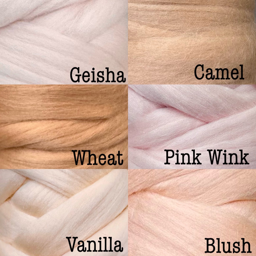 SKIN COLORS 19 Micron Roving, Skin Tones Dyed 19 Micron Merino Felting ...