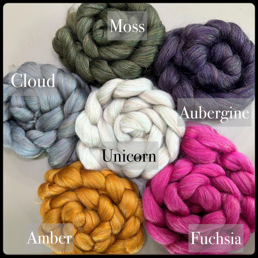 GLITTER WOOL ROVING, 10 Colors Dyed Sparkle Carded Top, Sparkle Felting ...