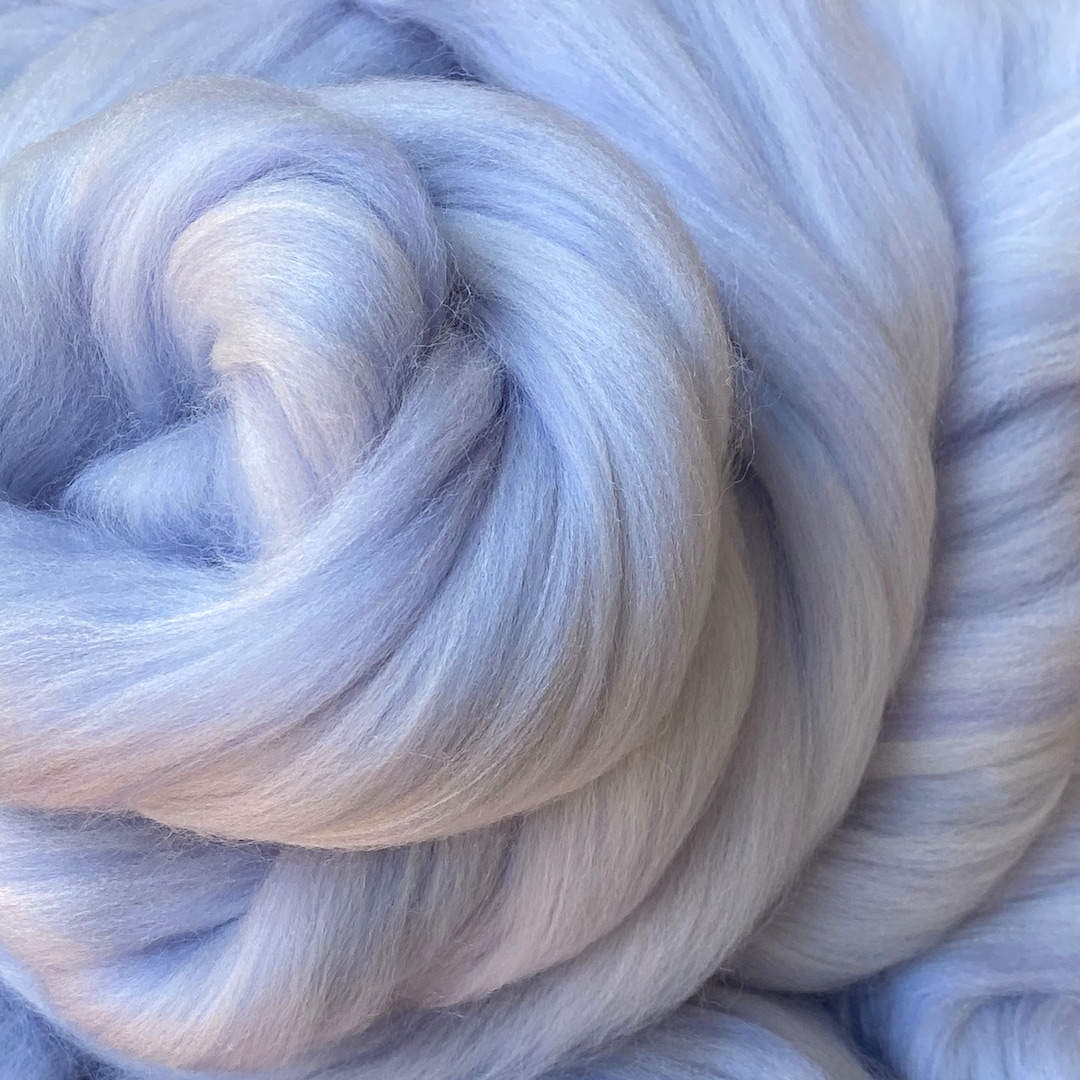 Peritwinkle,blueroving,white Lavender Blue Silk Wool Felting Fiber ...