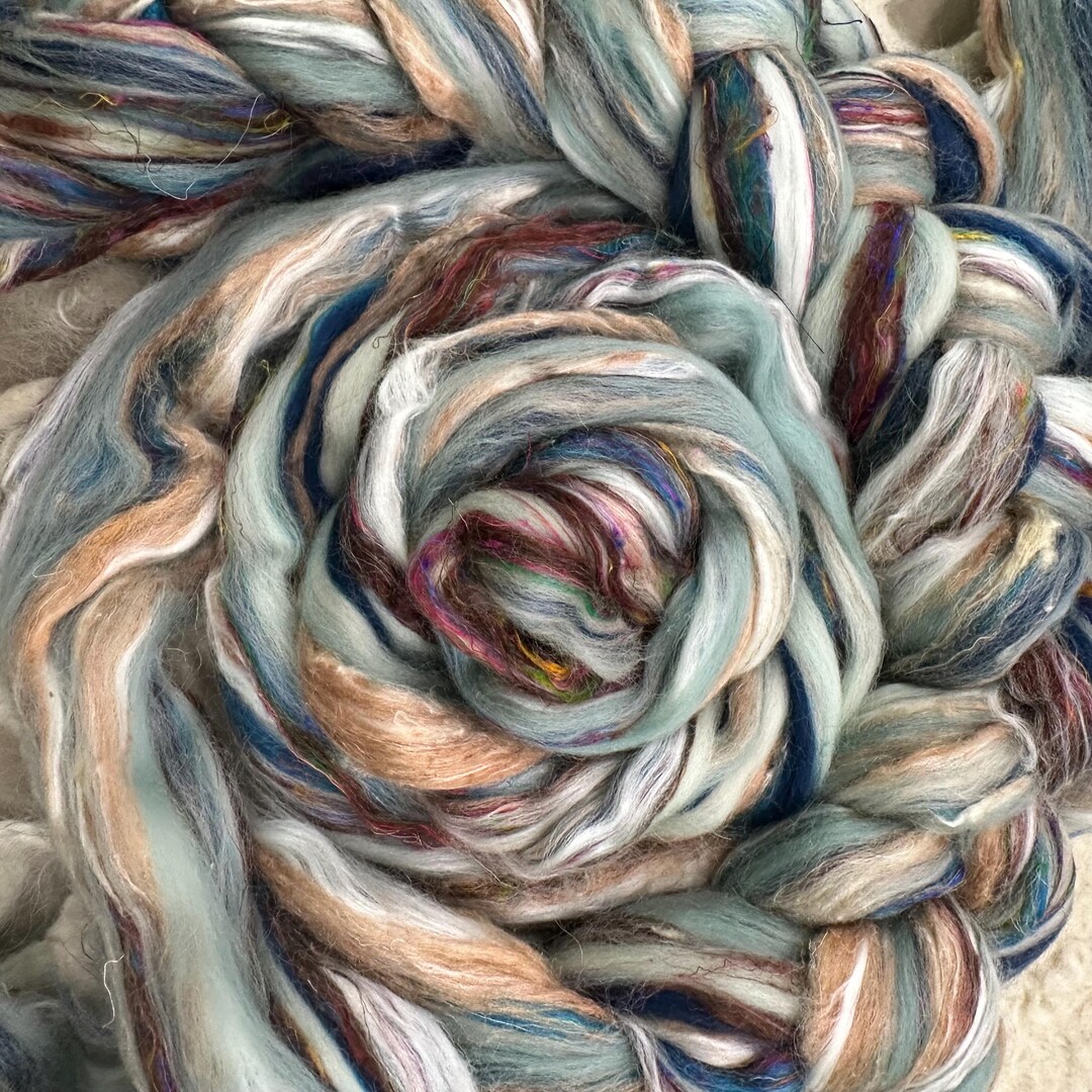 CLEARANCE ROVING Beachfront, Sand and Sea Merino Sari Silk Combed Top ...
