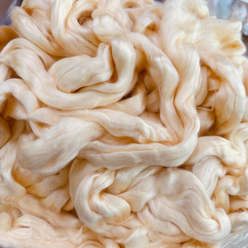 ERI SILK, Roving Barely Butter, Cream Ivory Silk, Peace Silk, Nuno Silk ...