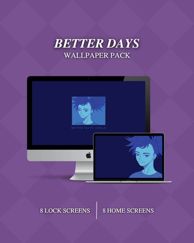 Better Days Desktop Wallpaper Pack: Minimalist Character Art (digital ...