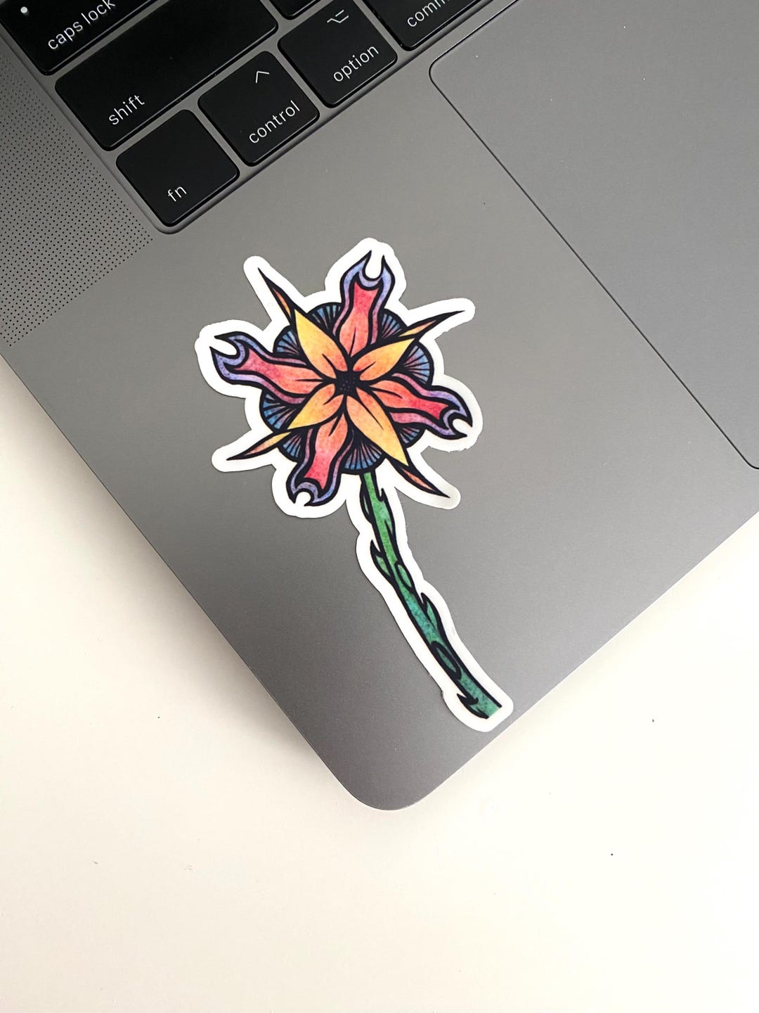 Blaze Bloom Vinyl Sticker: Floral Laptop Decor - Etsy
