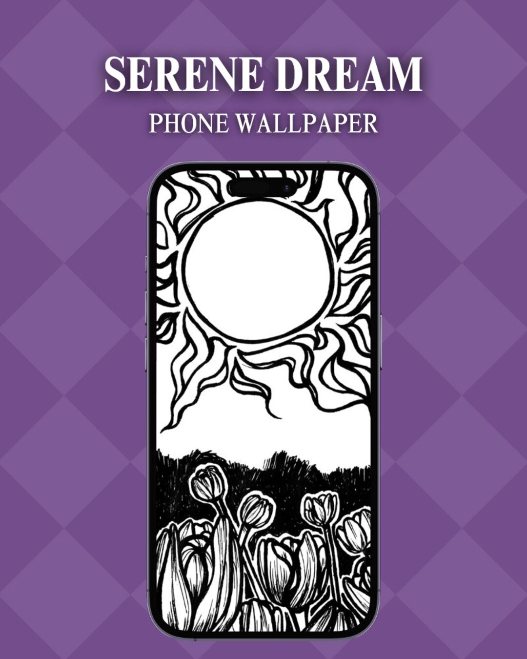 Serene Dream Phone Wallpaper: Floral Illustration Lockscreen (digital ...