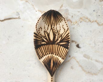 Wooden Spoon with Flamingo Wood Burned pyrography