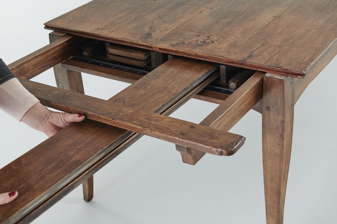 868 Extension Harvest Table With Leaf Storage Drawer, Self Storing ...