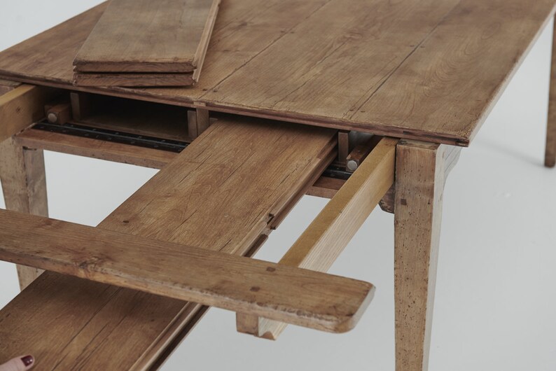 870 Extending Farmhouse Table With Leaf Storage Drawer and Antique ...