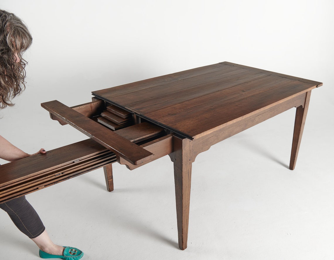 820 Extension Table With Leaf Storage, Farmhouse Table, Farm Table ...