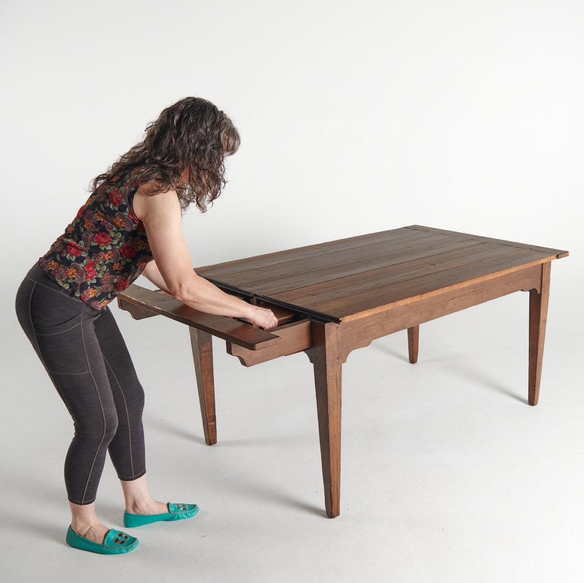 820 Extension Table With Leaf Storage, Farmhouse Table, Farm Table ...