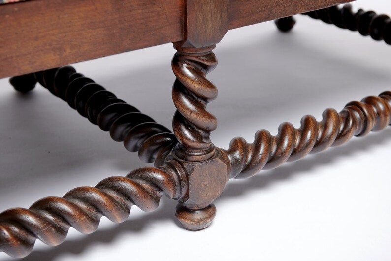 Barley Twist Ottoman, Custom Made, Traditional Upholstered Bench ...