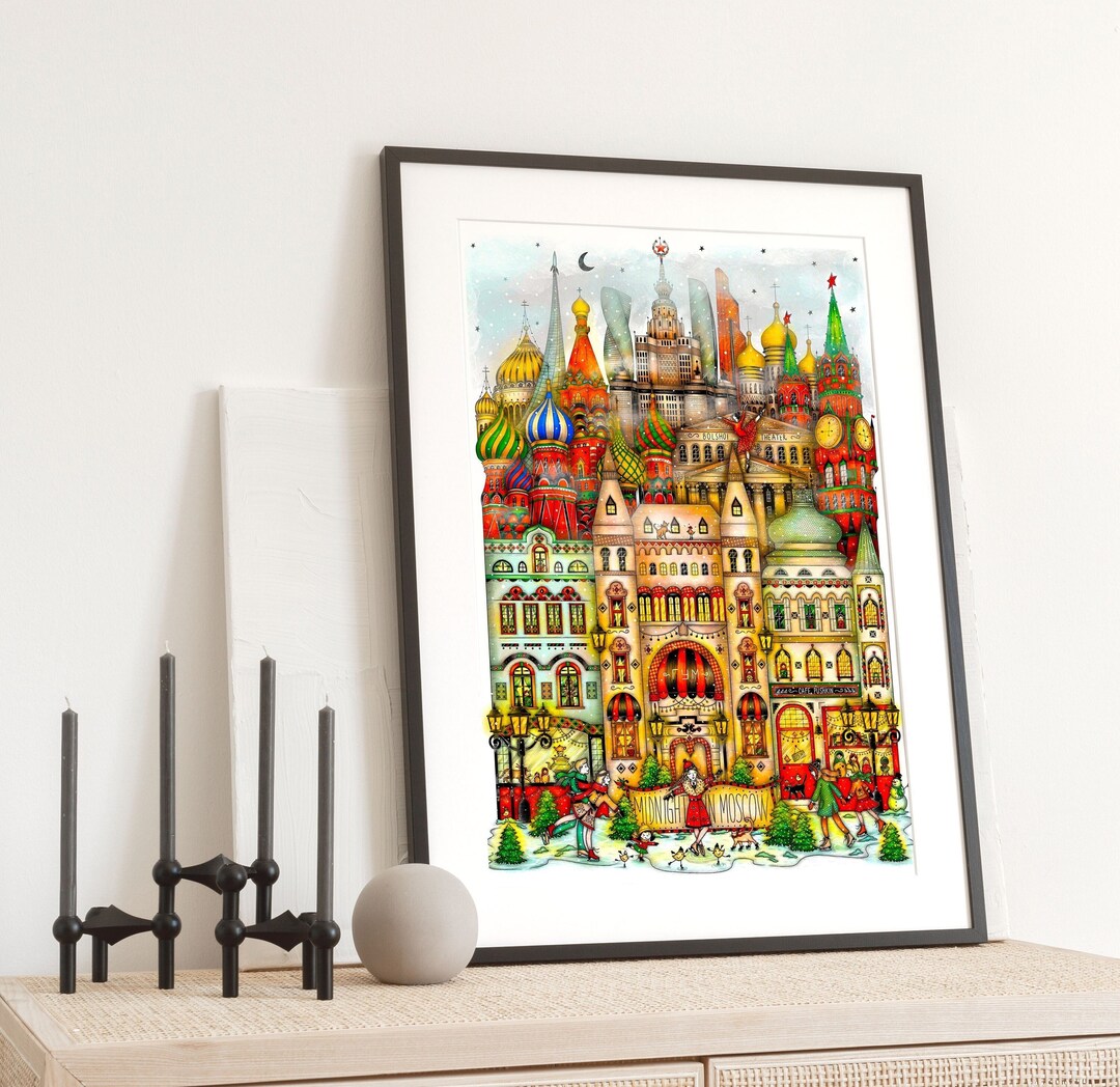 MOSCOW Wall Art, Russia Travel Print, Illustration, Moscow Drawing ...