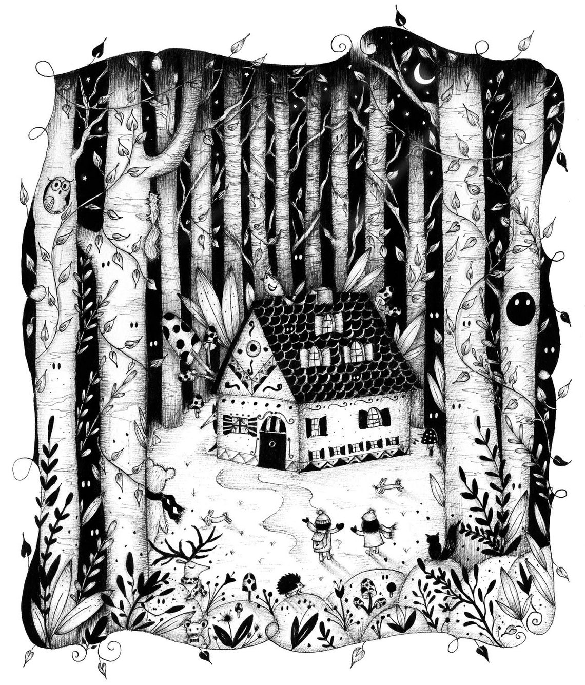 MAGIC LITTLE HOUSE Illustration / Drawing / Print / Poster / | Etsy