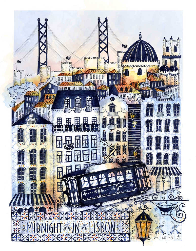 LISBON Illustration / Drawing / Print / Poster / Fine Art | Etsy