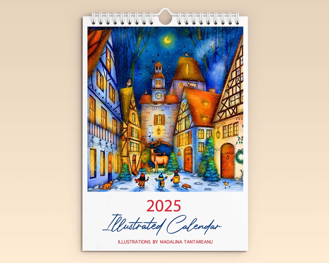 2025 Illustrated Calendar A3, Wall Art, Drawing Calendar, Watercolor ...