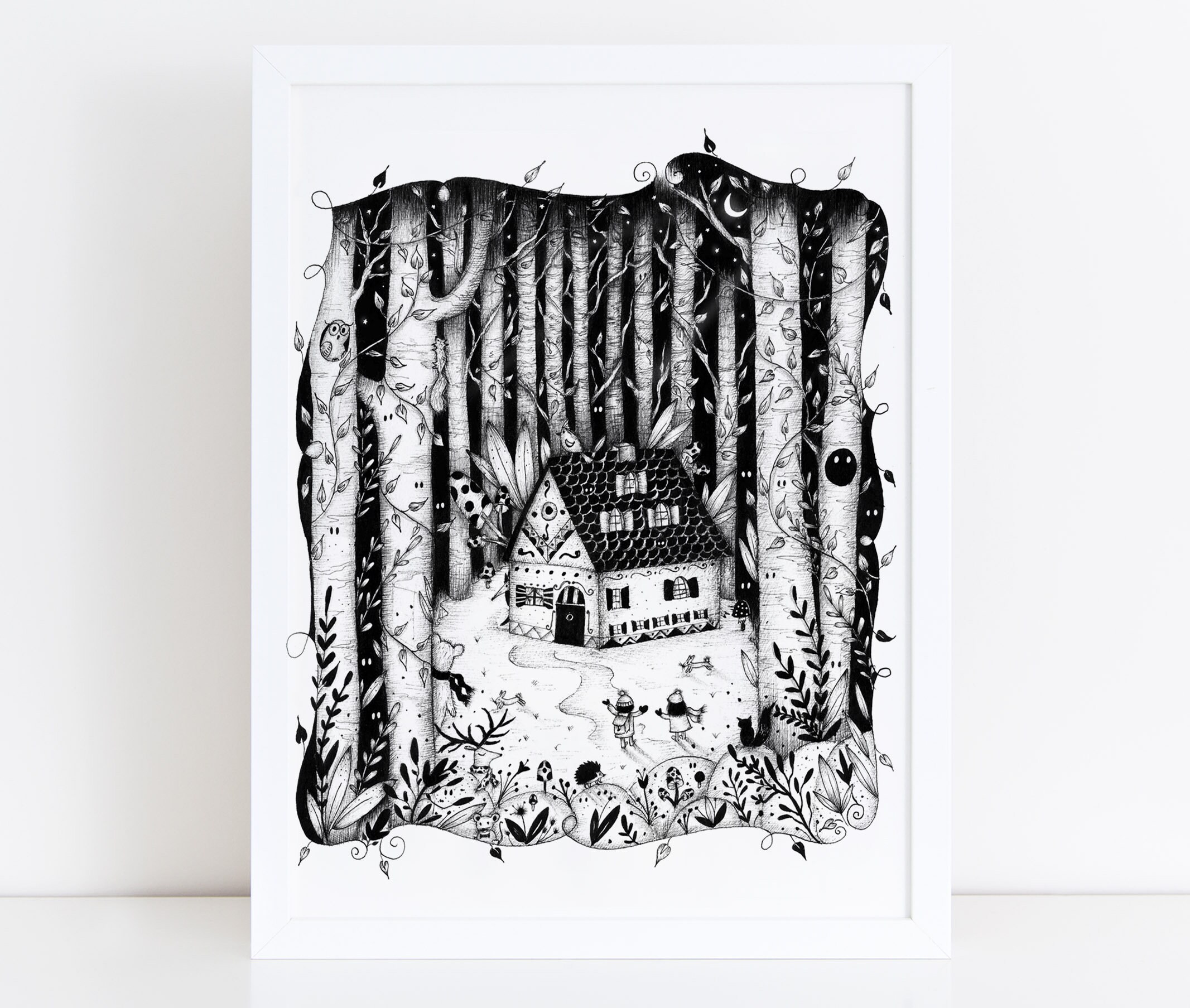 MAGIC LITTLE HOUSE Illustration / Drawing / Print / Poster / - Etsy