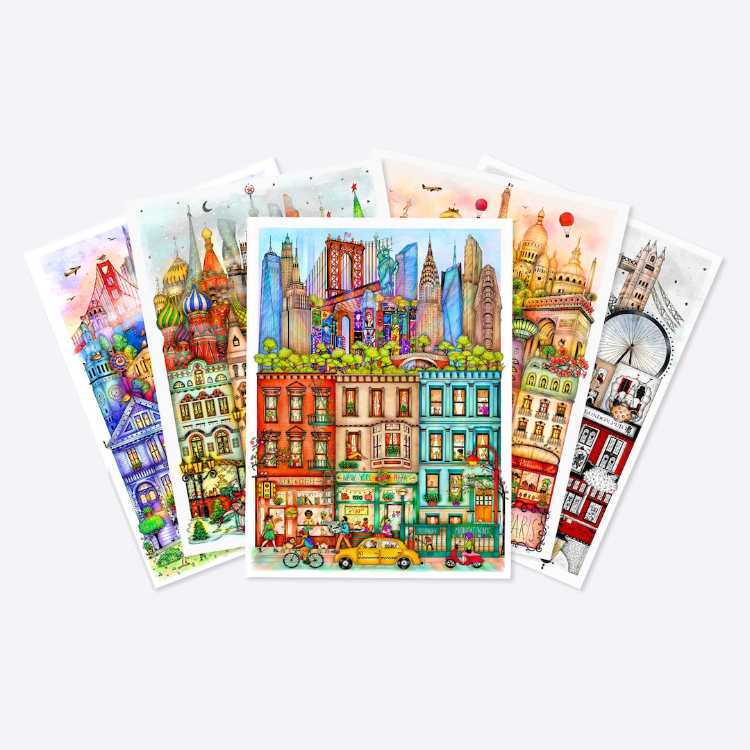 SET 16 CITY POSTCARDS Travel Postcards San Francisco Paris - Etsy Singapore