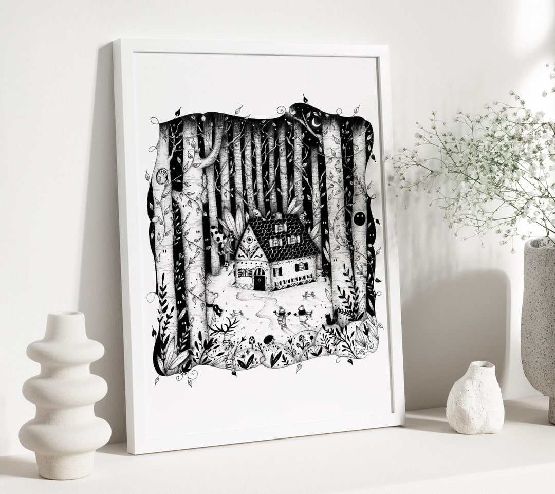 MAGIC LITTLE HOUSE Illustration / Drawing / Print / Poster / Fine Art ...