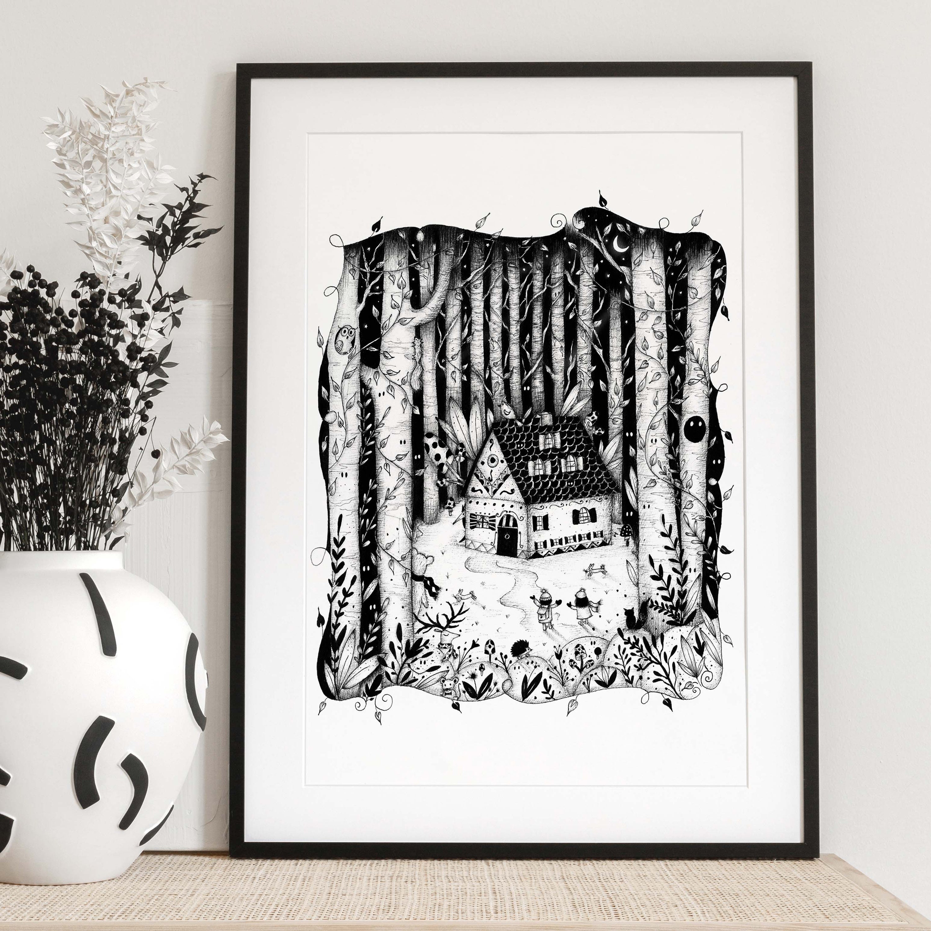 MAGIC LITTLE HOUSE Illustration / Drawing / Print / Poster / - Etsy