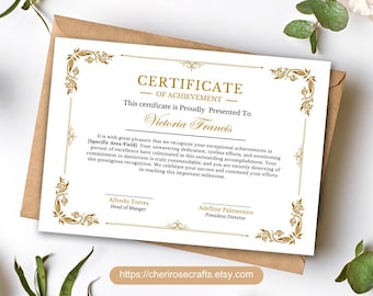 Personalized Printable Certificate - Customizable Award for Any ...