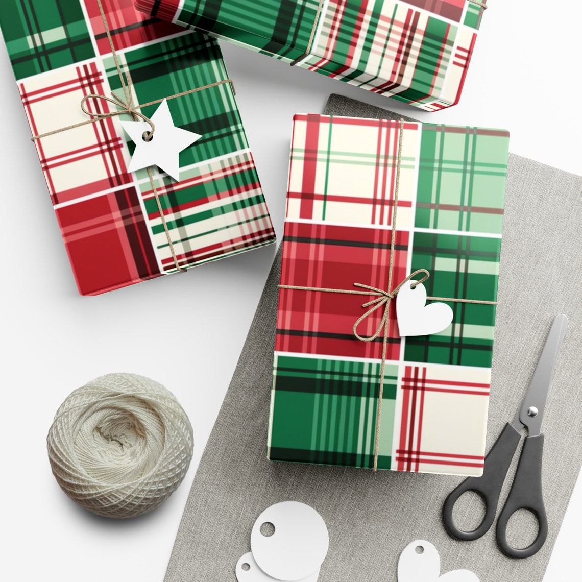 Red and Green Digital Paper, Christmas Scrapbook Paper, Printable Paper ...