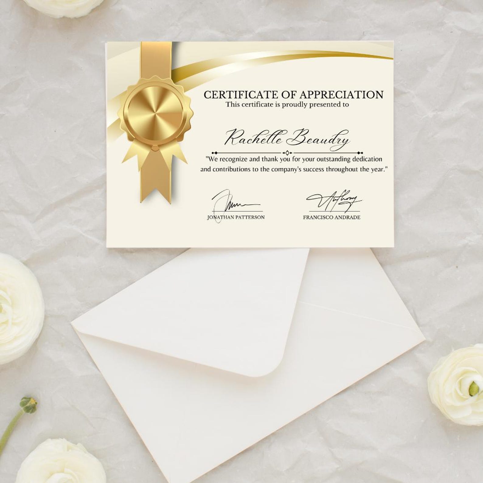 Thank You Certificate Template - Printable and Customizable - Etsy