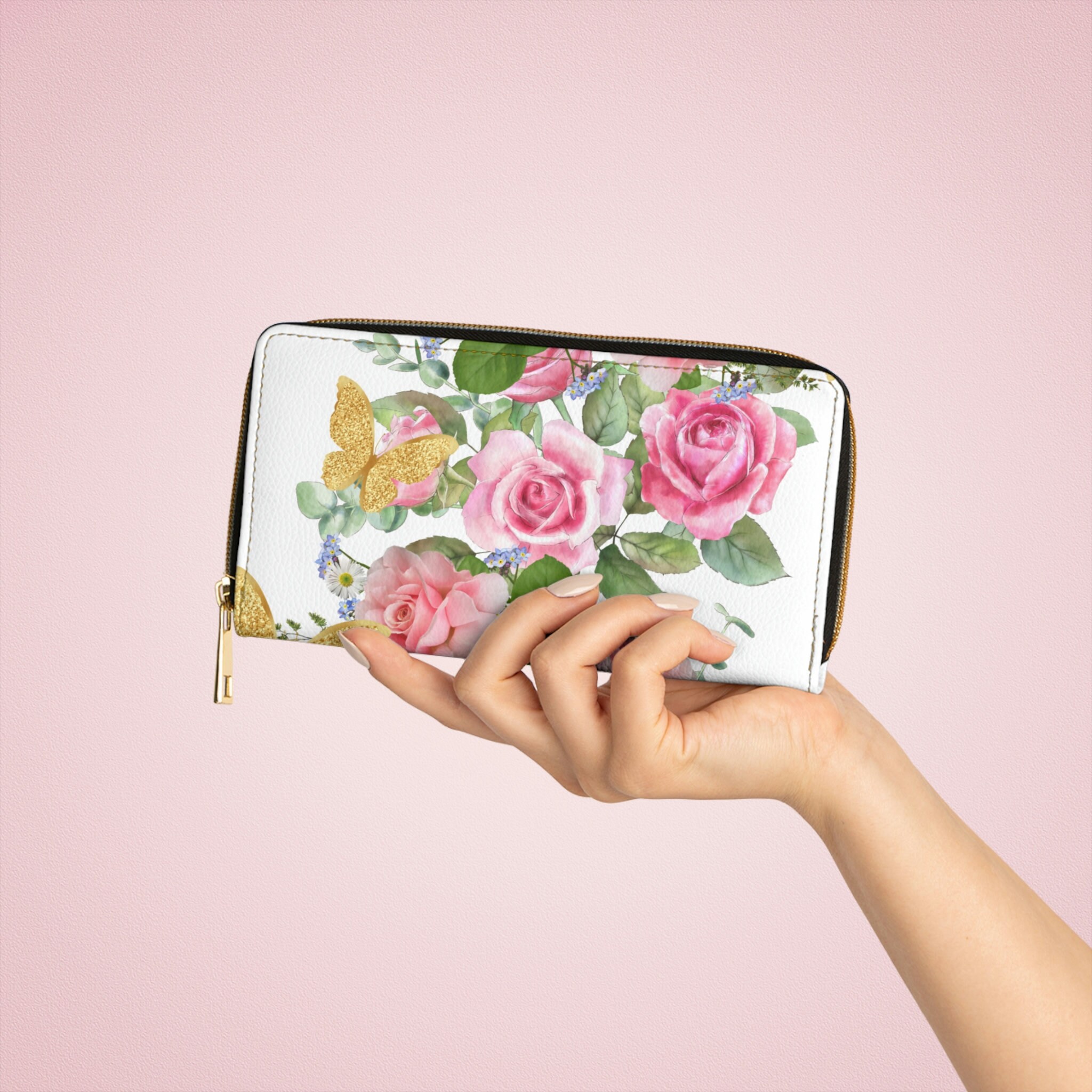 Pink Cottagecore Floral Zipper Wallet, , Flower Wallet, Pastel Poppy ...