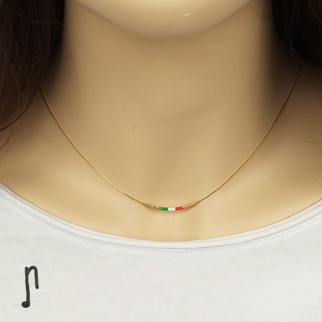 Italian Flag Necklace Dainty Chain, Italy Minimalist Jewelry for Women ...