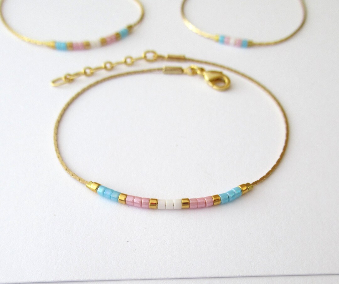 Transgender Flag Bracelet, Trans Pride Bracelet or Necklace, Tiny LGBT ...