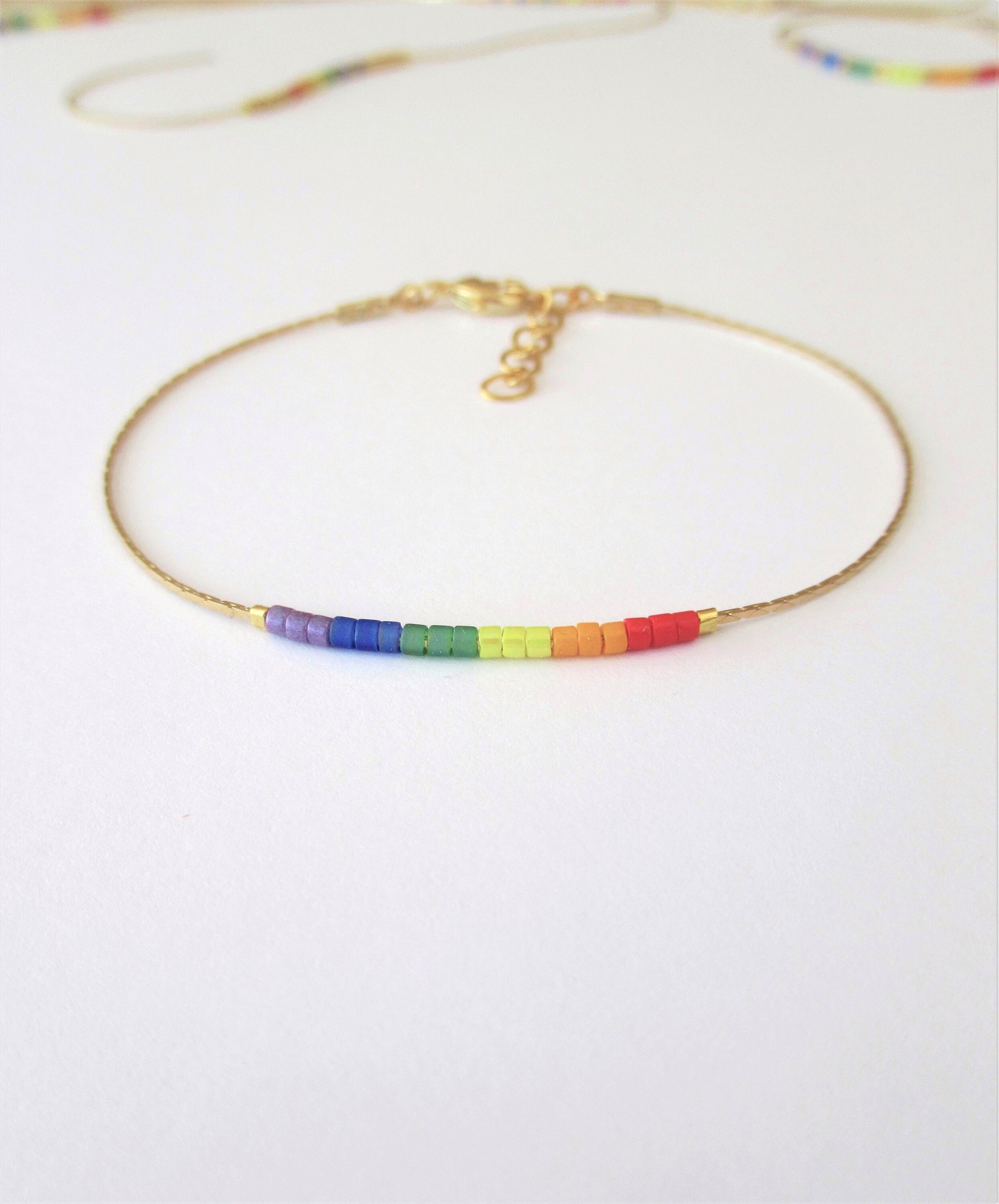 Pride bracelet for Men or Women Thin Rainbow bracelet LGBTQ | Etsy