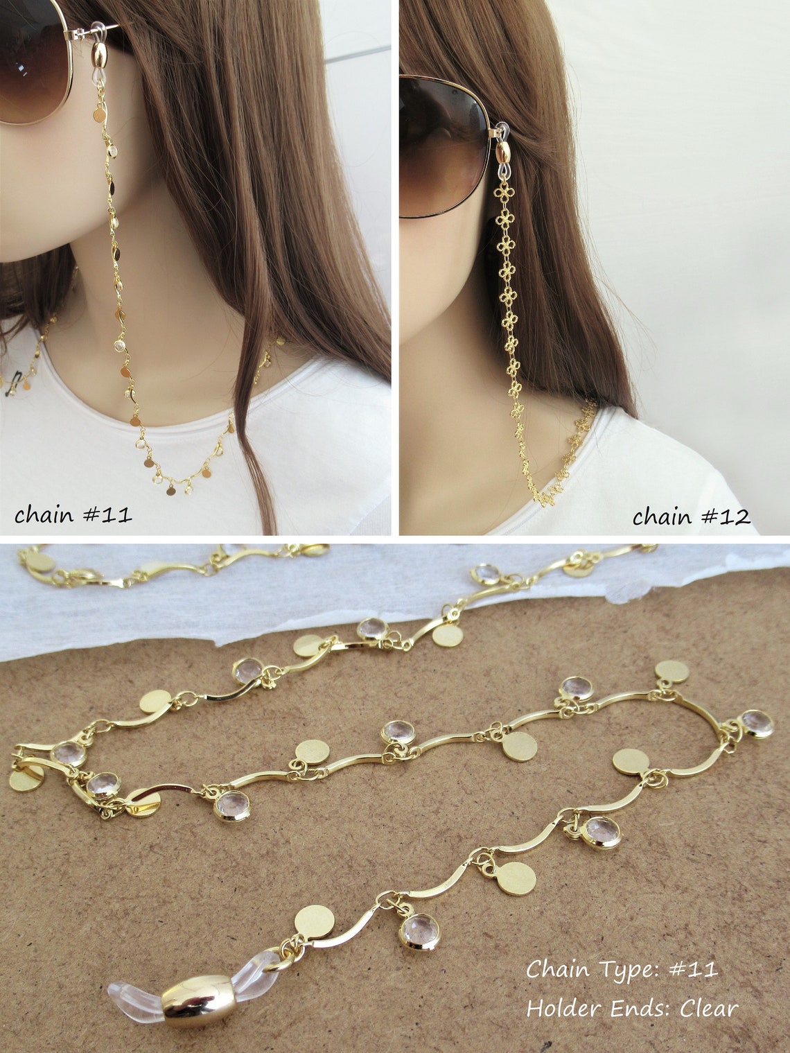 Gold chain glasses Women sunglasses chain Gold eyeglasses | Etsy