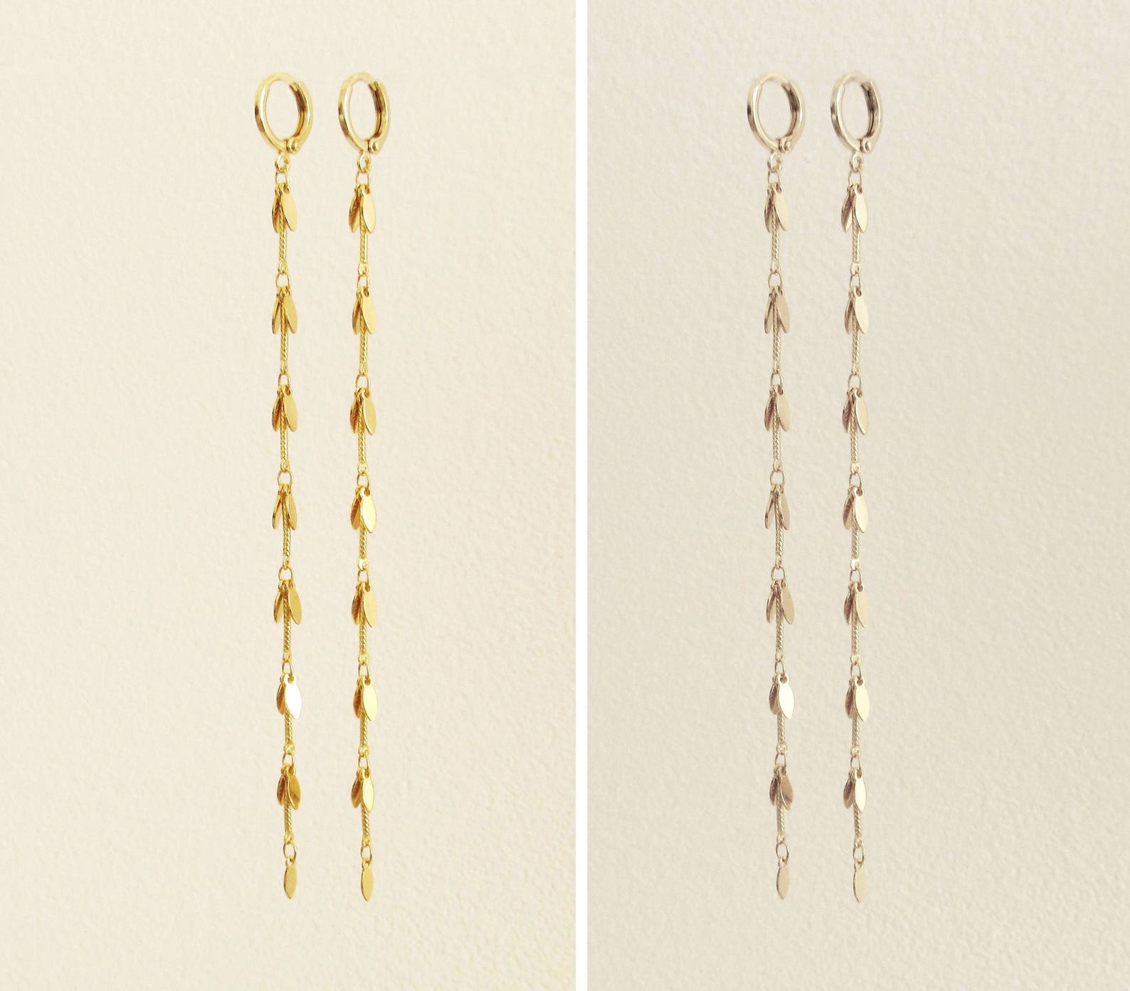 Gold Long Earrings Long Dangle Earrings Fall Wedding Gold - Etsy