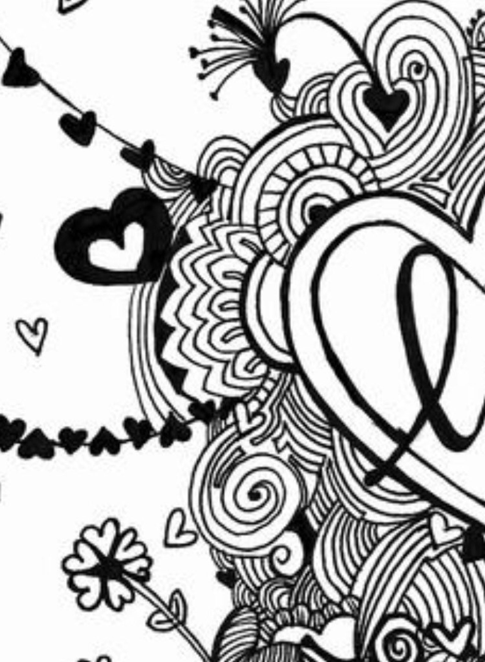 Love Coloring Page, Adult Coloring Page, Heart Doodle Page, Doodle Art ...