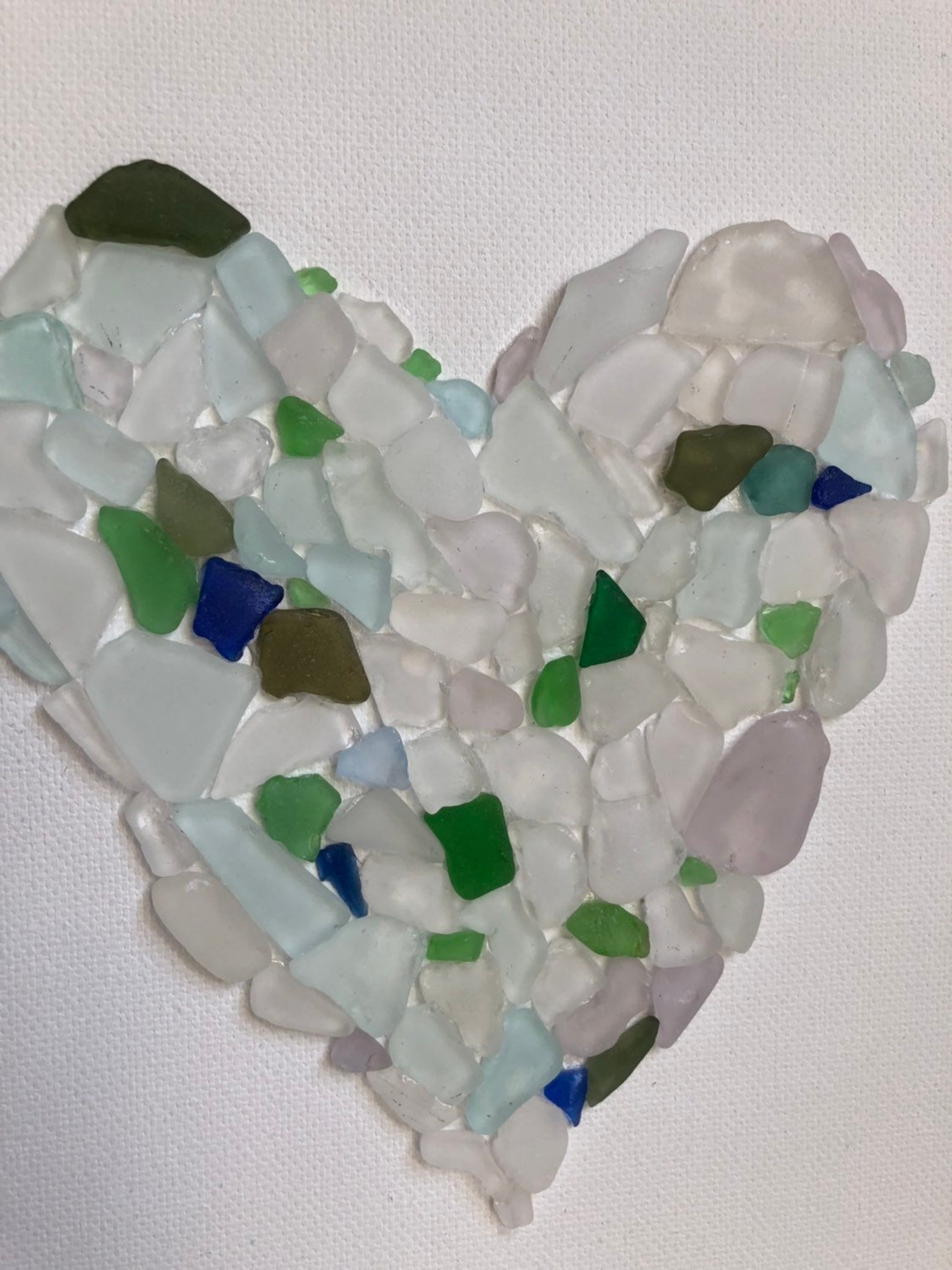 Sea Glass Heart On Canvas Etsy
