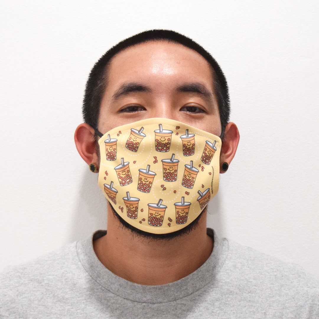Milk Tea Boba Face Mask with Filter Washable Mask Boba Mask | Etsy
