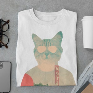 Cool Cat Men's T-shirt, Funny Animal Print Mens Tshirt, Cat Print Mens ...