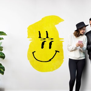Smiley Wall Sticker, Funny Wall Decal, Vinyl Pop Art Home Decor, Glitch ...